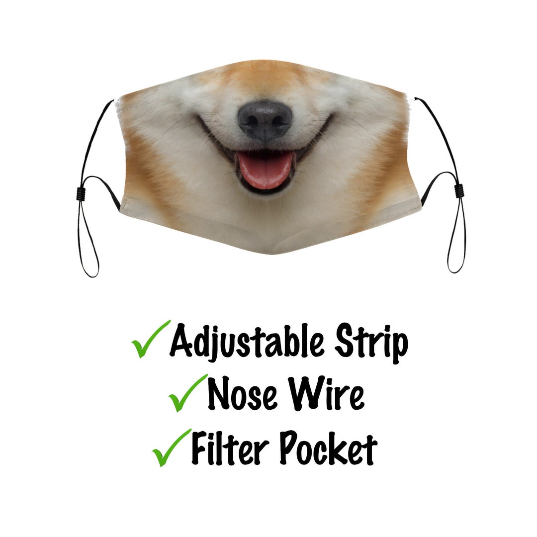 Japanese Akita Inu Dog Face Mask With Filter Pocket and Nose Wire ...
