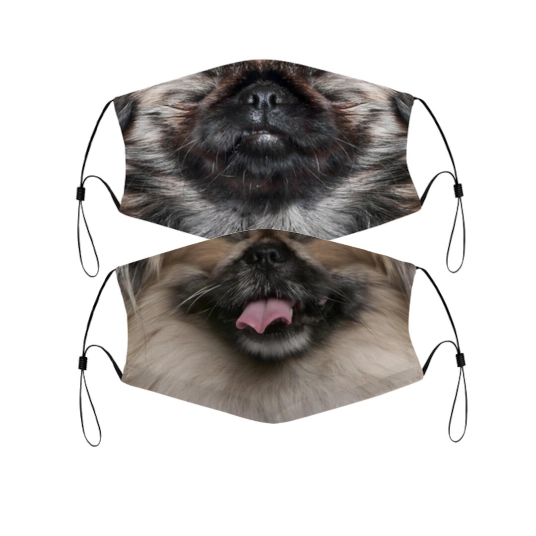 Pekingese Face Mask With Filter Pocket and Nose Wire, Washable ...