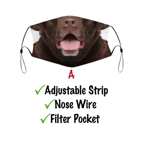 Chocolate Labrador Retriever Face Mask With Filter Pocket and | Etsy