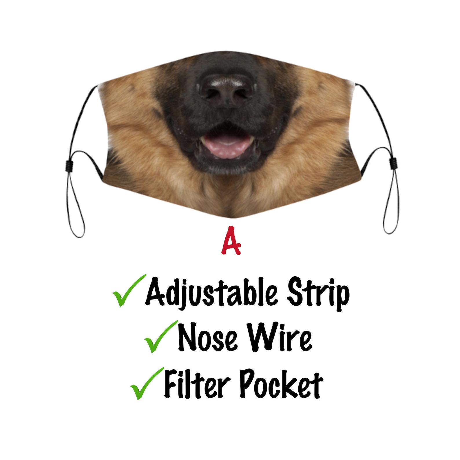 German Shepherd Face Mask With Filter Pocket and Nose Wire - Etsy