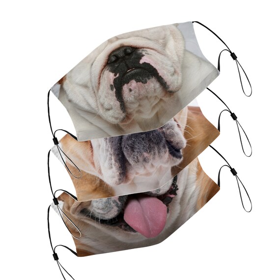Bulldog Face Mask With Filter Pocket & Nose Wire For Adult | Etsy