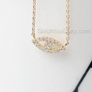 Crystal Evil Eye Necklace - Gold Evil Eye Necklace / Dainty Handmade ...