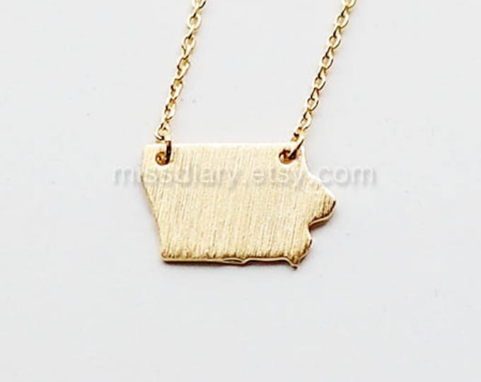 Iowa State Necklace, IA State Necklace, Iowa State Bar Necklace ...