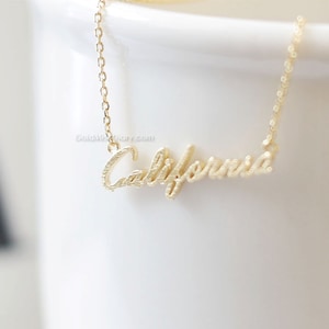 California State Necklace, Gold California Necklace, CA State Necklace ...