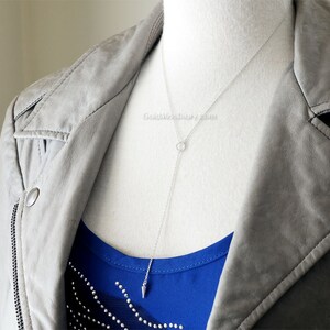 Rose Gold Spike Drop Down Necklace / Simple Circle Necklace / Minimal Y ...