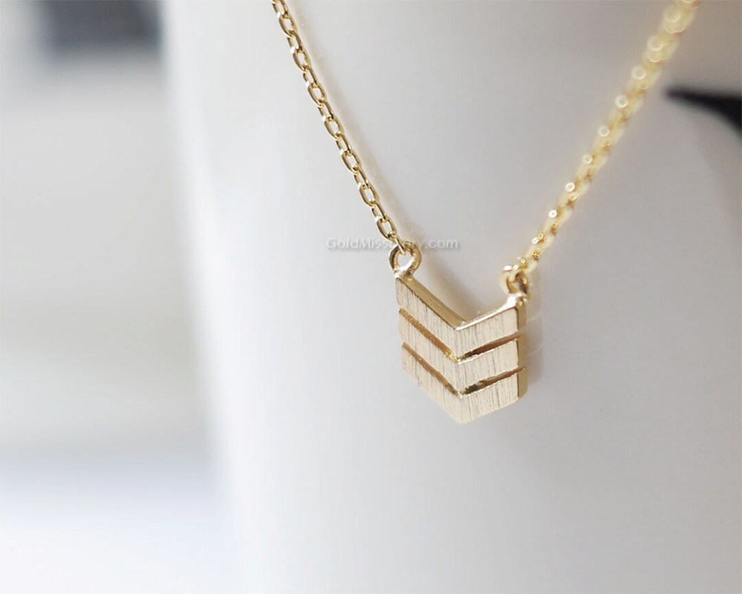 Gold Triple Chevron Necklace, Gold Tribal Chevron Necklace, Tribal ...