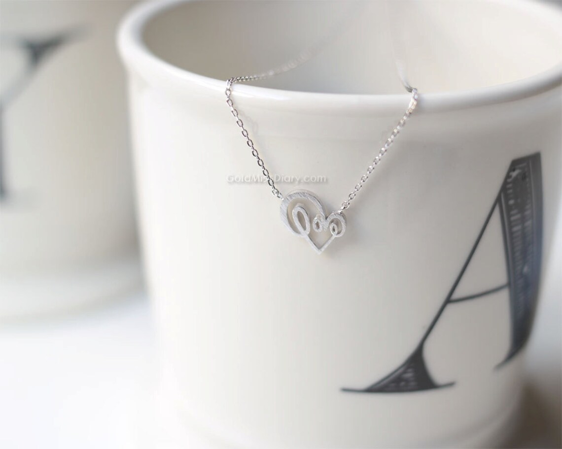 Silver Open Heart Love Necklace, Open Heart Necklace, Love Heart ...