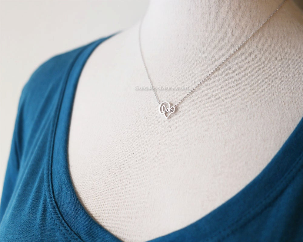 Silver Open Heart Love Necklace, Open Heart Necklace, Love Heart ...