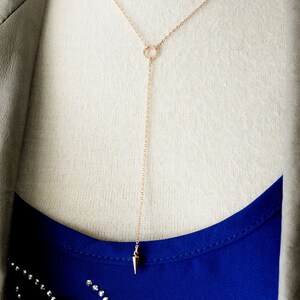 Rose Gold Spike Drop Down Necklace / Simple Circle Necklace / Minimal Y ...