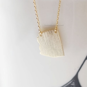 Arizona State Necklace in Gold, AZ State Gold Necklace, Arizona State ...