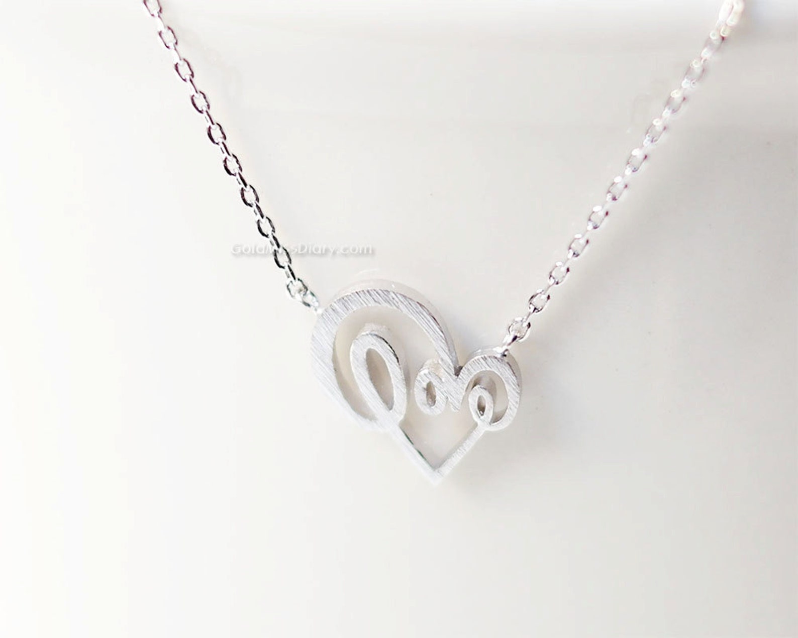 Silver Open Heart Love Necklace, Open Heart Necklace, Love Heart ...