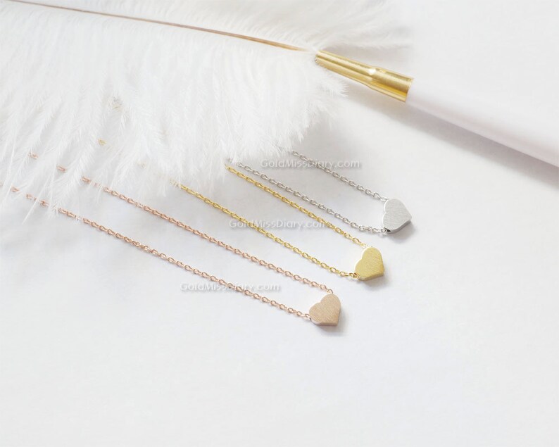Silver Tiny Heart Necklace, Simple Heart Necklaces, Silver Heart on ...