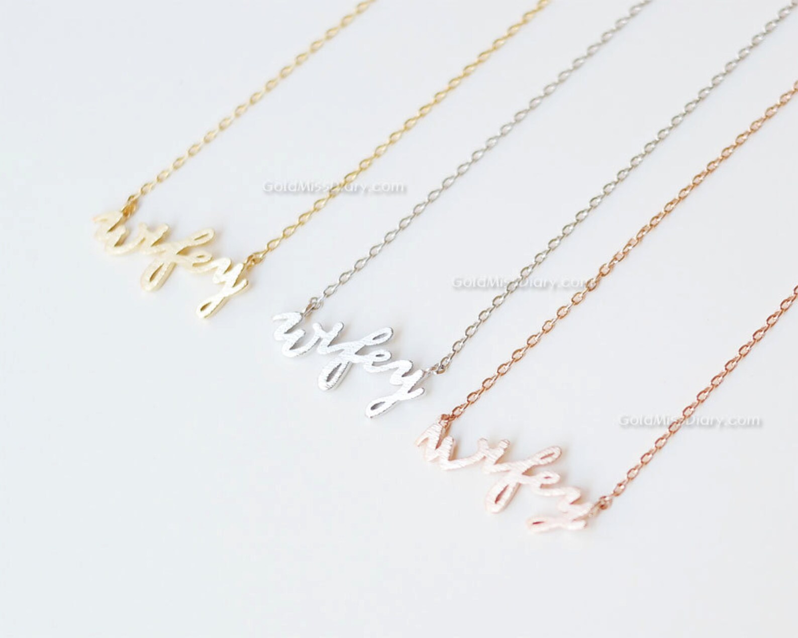 Wifey Necklace in Gold Bride to Be Necklace Fiance Necklace - Etsy