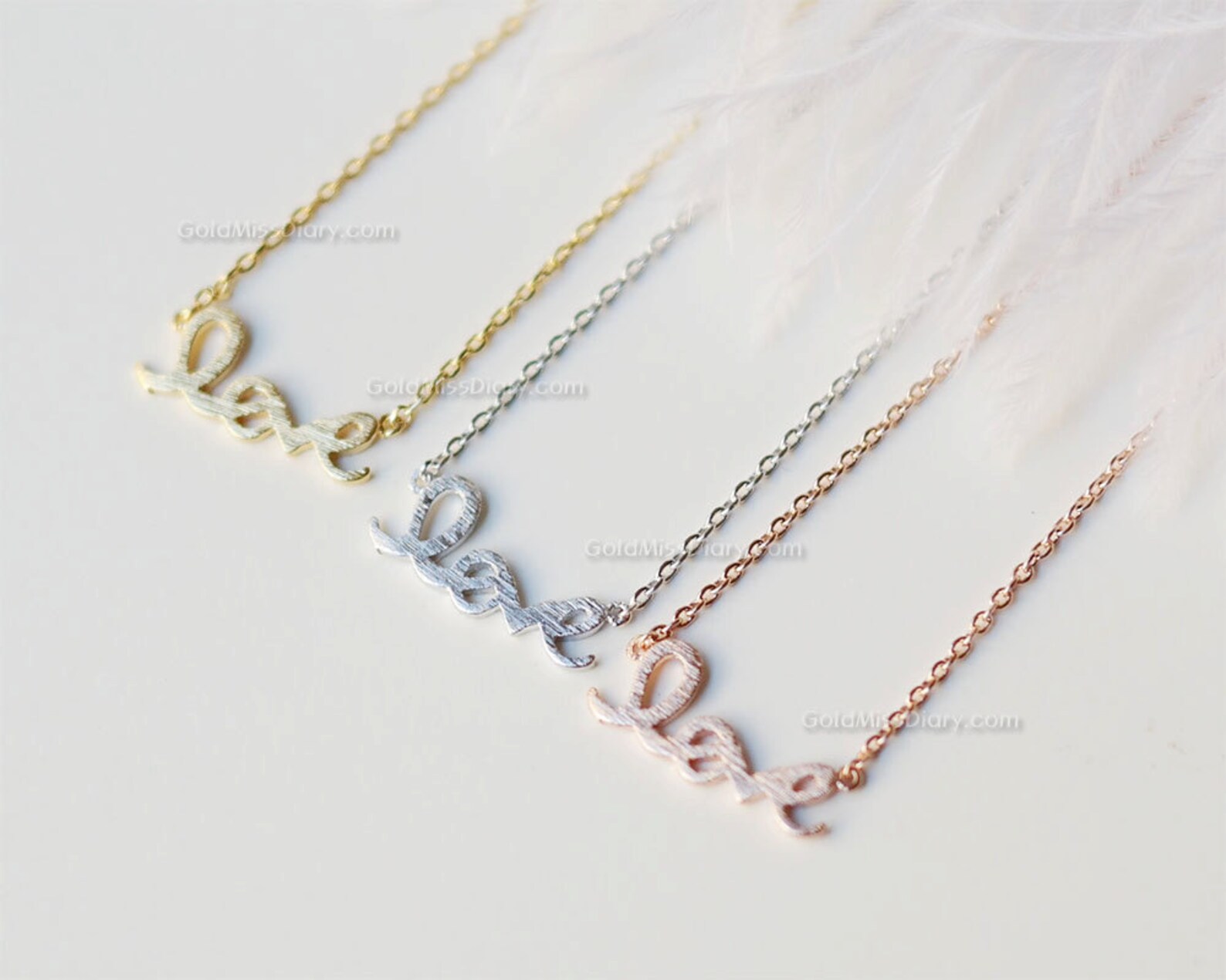 Love Necklace in Gold Dainty Love Letter Necklace Wedding - Etsy