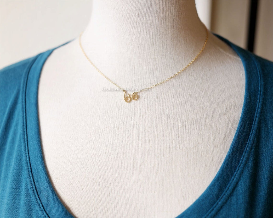 Gold Love Necklace Love Letter Necklace Writing Love - Etsy