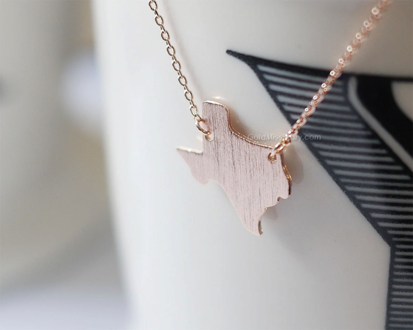 Texas State Necklace in Rose Gold , TX State Necklace, Rose Gold State ...