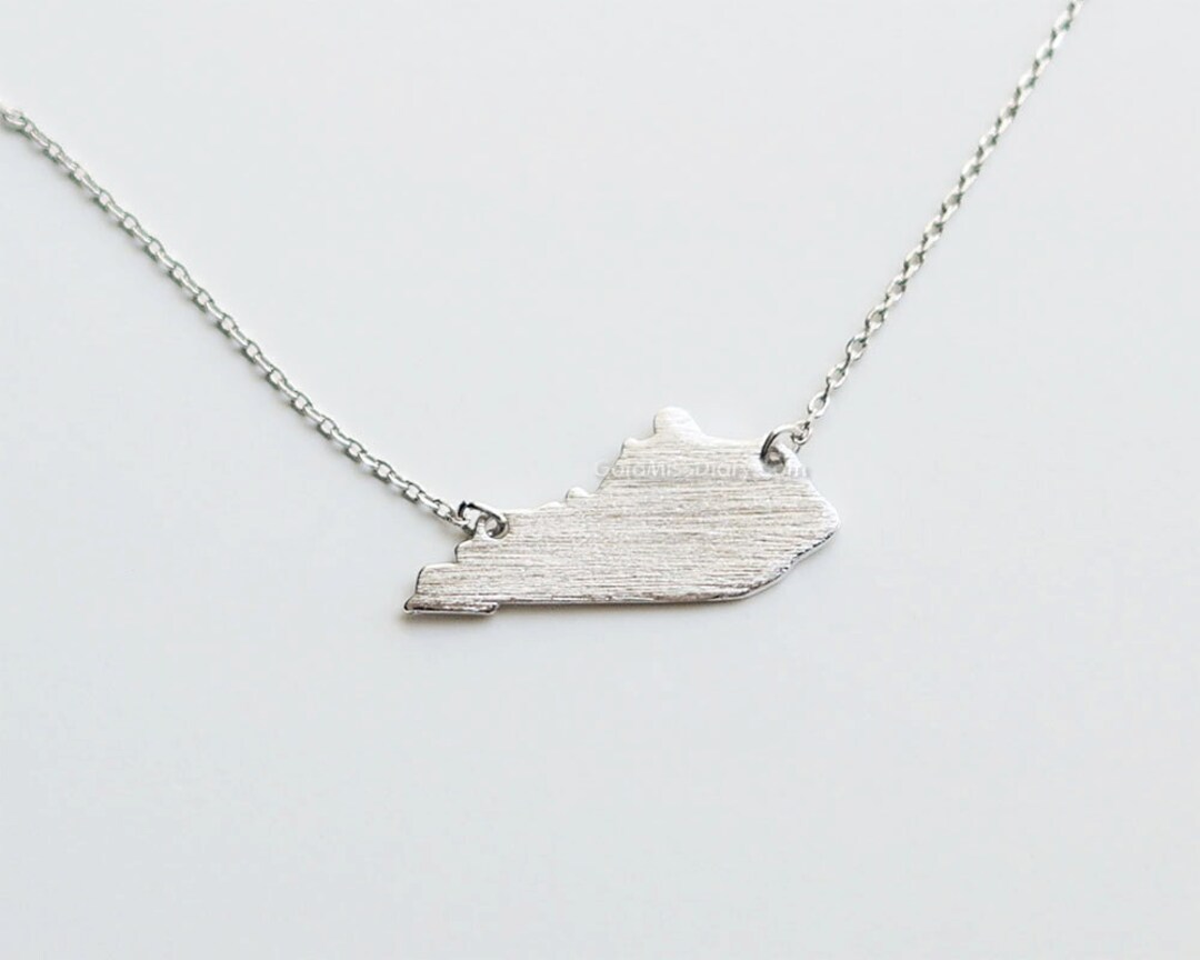 Kentucky State Necklace in Silver , KY State Silver Necklace, Gift Idea ...