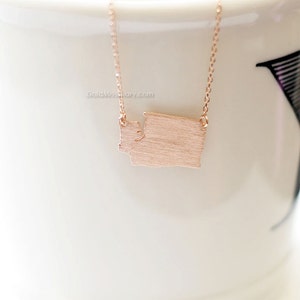 Washington State Necklace in Silver, WA State Gold Necklace, Seattle ...