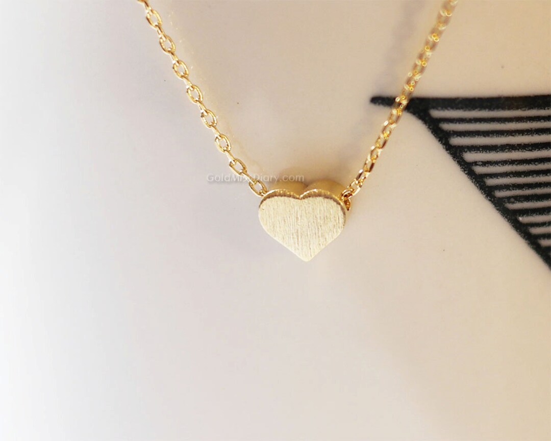 Tiny Gold Heart Necklace, Simple Heart Necklaces, Gold Heart on Dainty ...