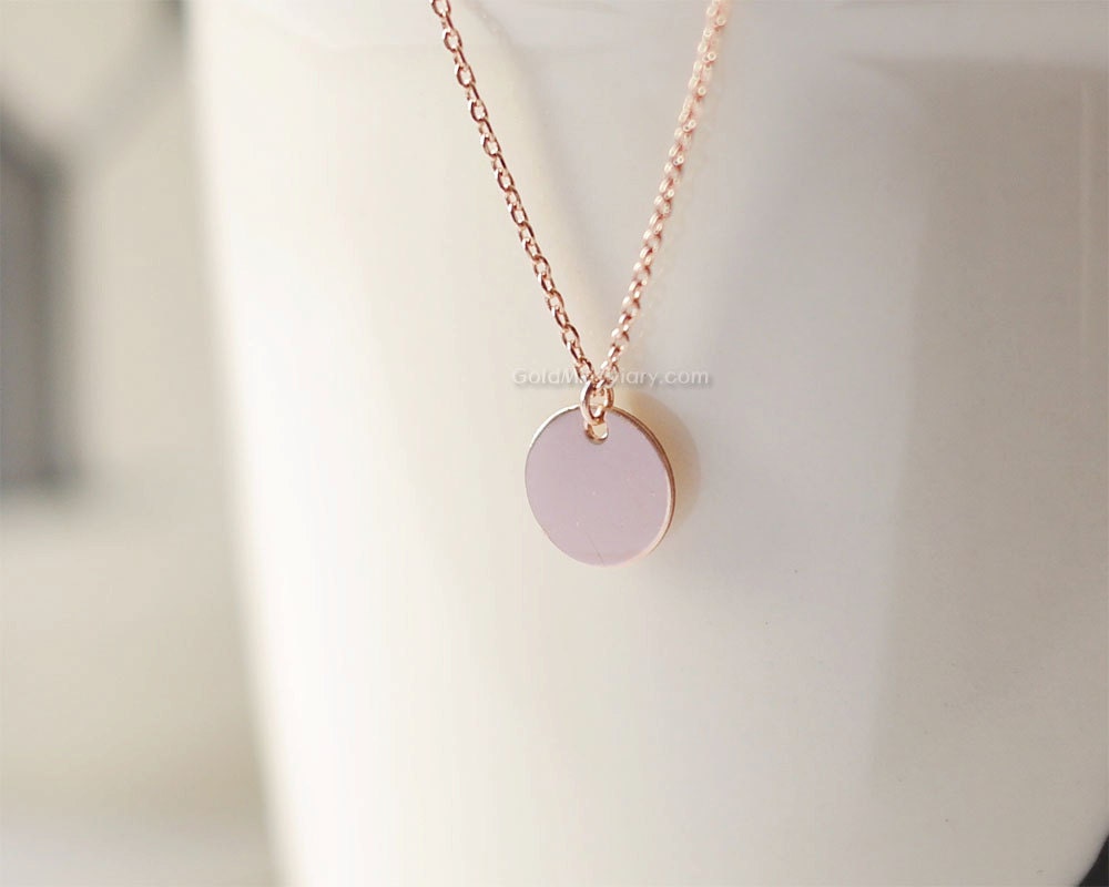 Minimal Delicate Necklace Blank or Personalized Tiny Disk - Etsy