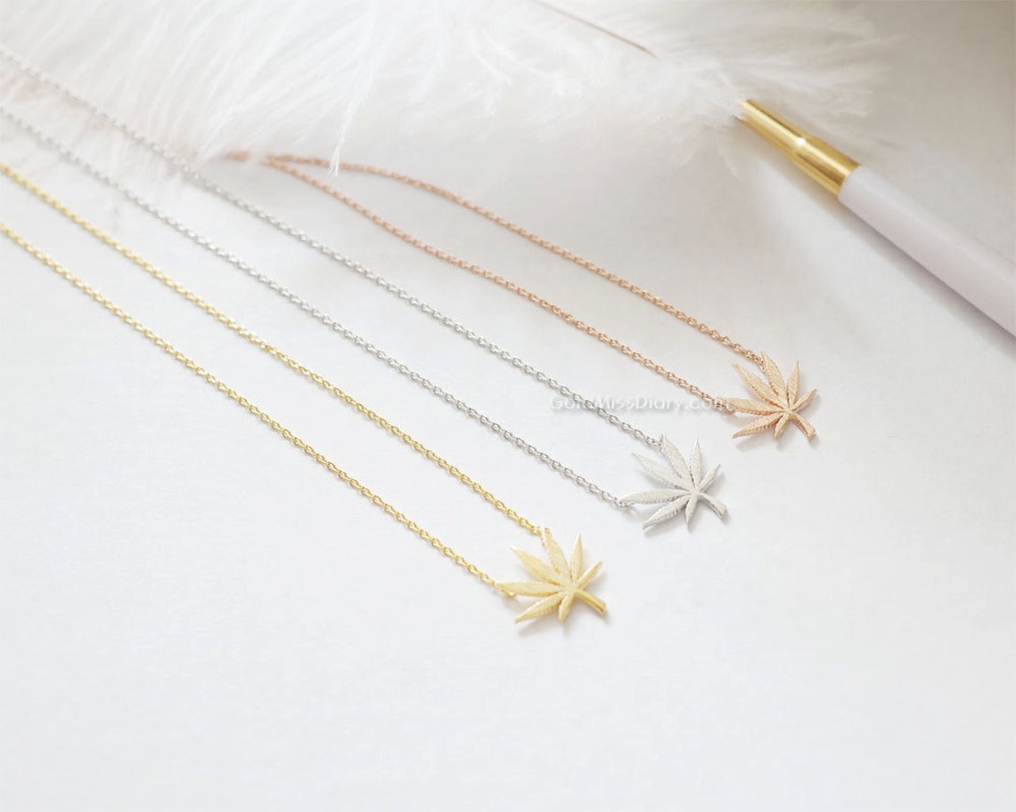 Marijuana Leaf Rose Gold Necklace Rose Gold Cannabis Leaf - Etsy