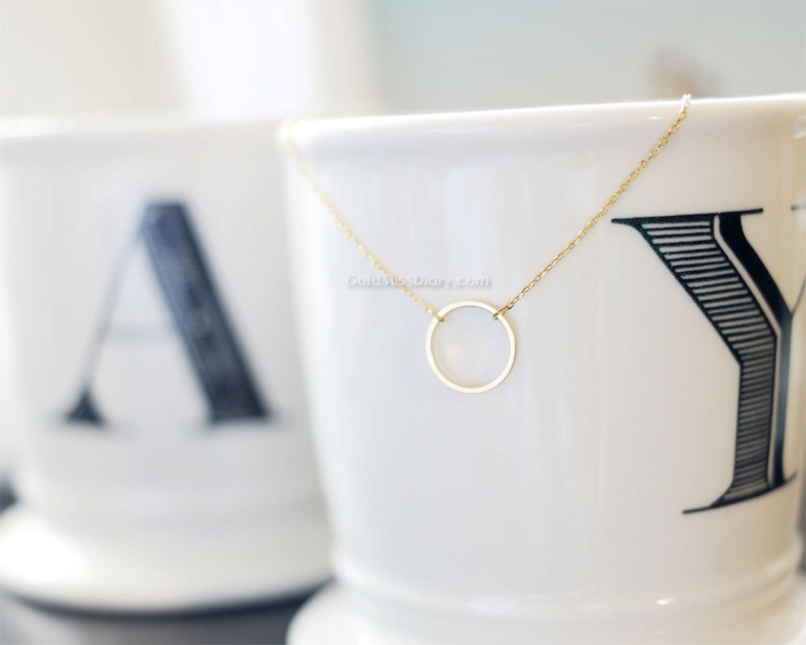 Gold Circle Karma Necklace, Infinity, Eternity, Circle, Ring Necklace ...