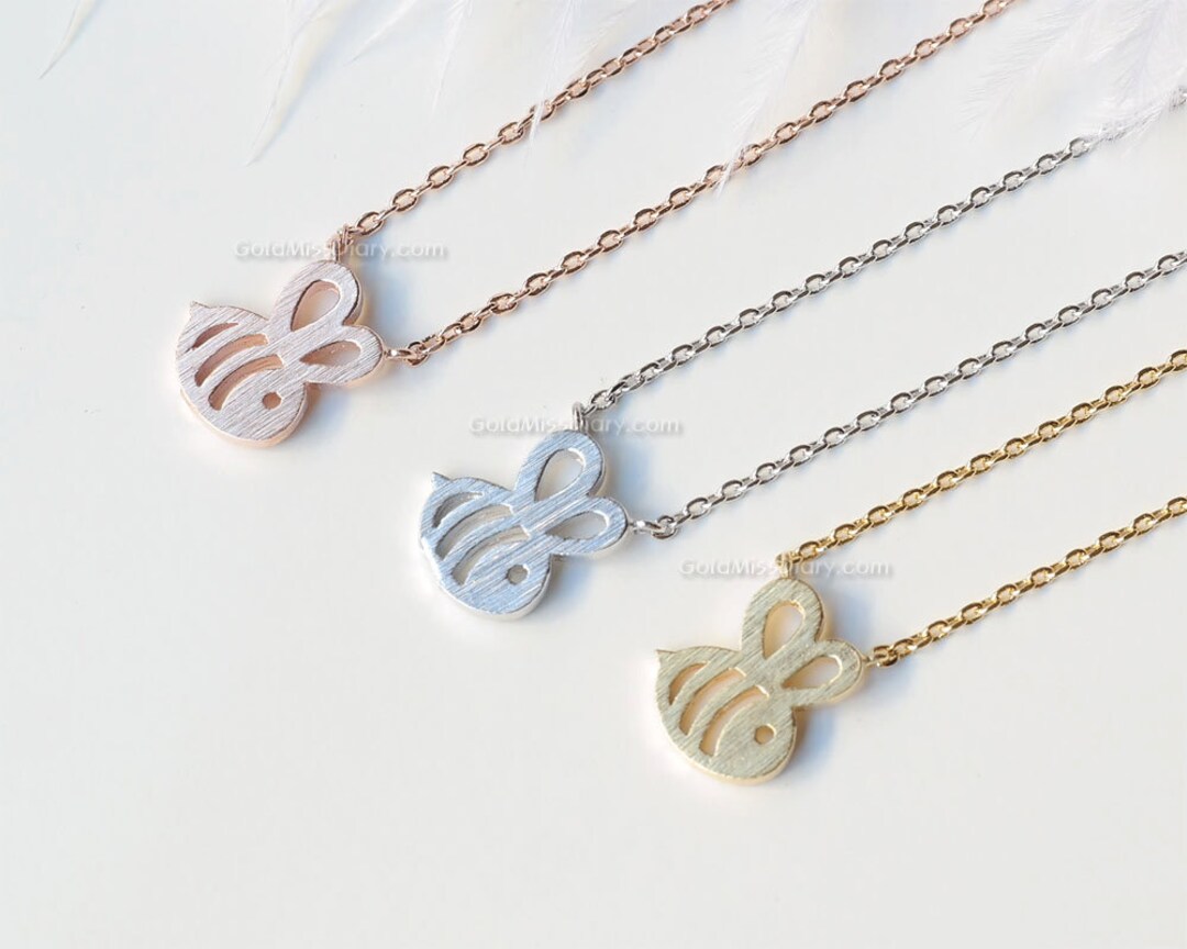 Tiny Silver Honey Bee Necklace, Bumble Bee Necklace, Bridesmaid Gifts ...