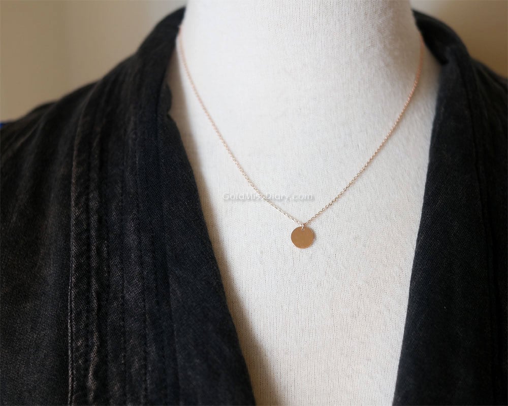 Minimal Delicate Necklace Blank or Personalized Tiny Disk - Etsy