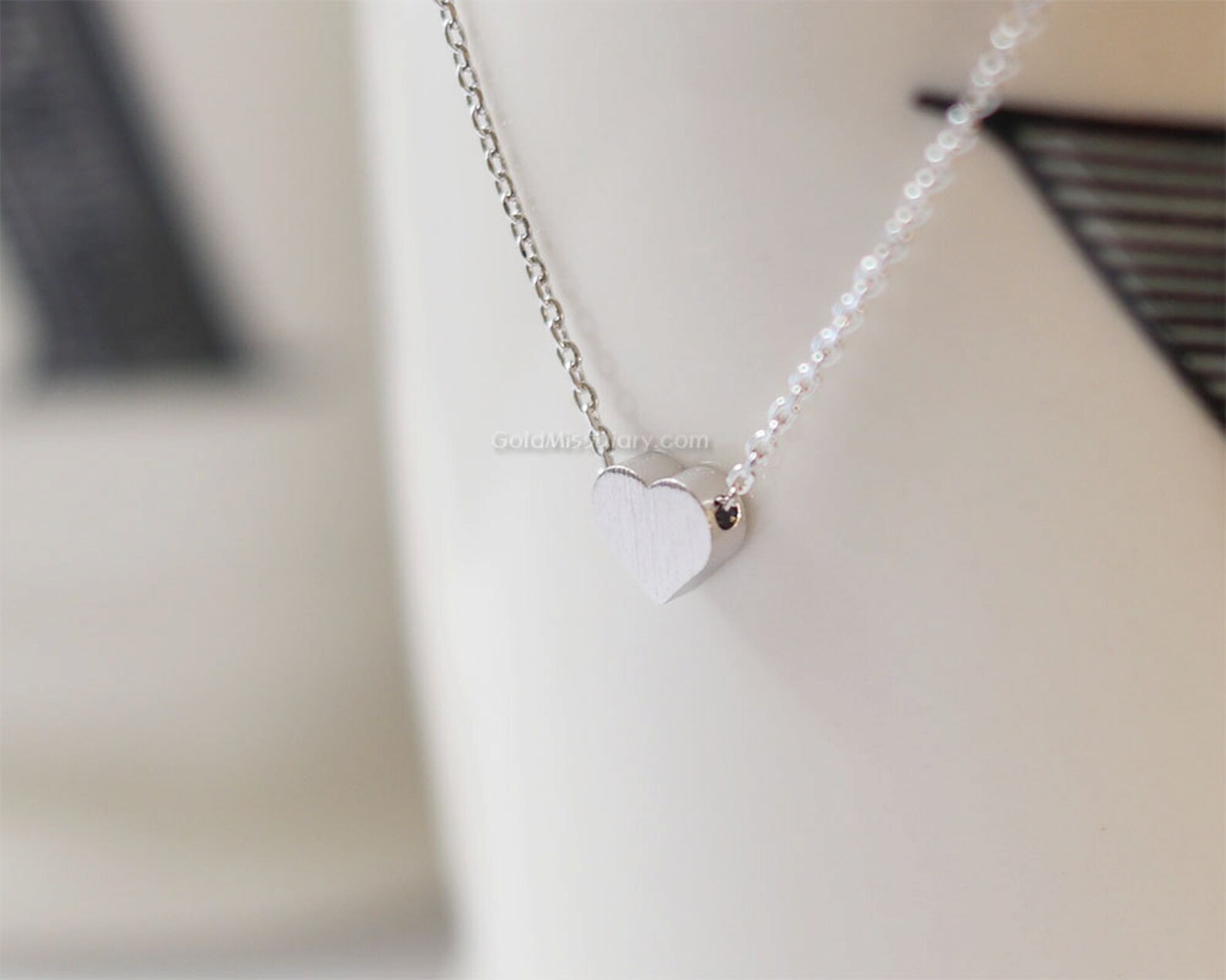Silver Tiny Heart Necklace, Simple Heart Necklaces, Silver Heart on ...