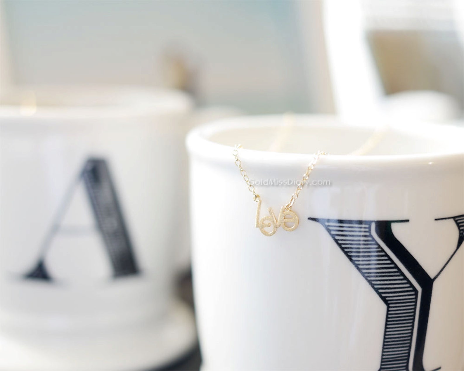 Gold Love Necklace Love Letter Necklace Writing Love - Etsy