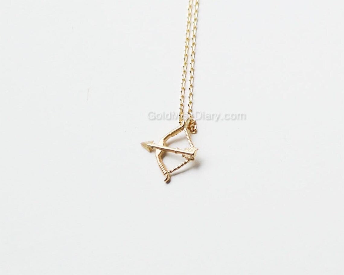 Cupid Arrow Necklace in Gold , Dainty Bow Necklace, Wedding Gifts ...