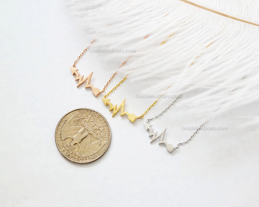 Heart Beat Arrow Necklace in Gold affordable Charm Necklace - Etsy