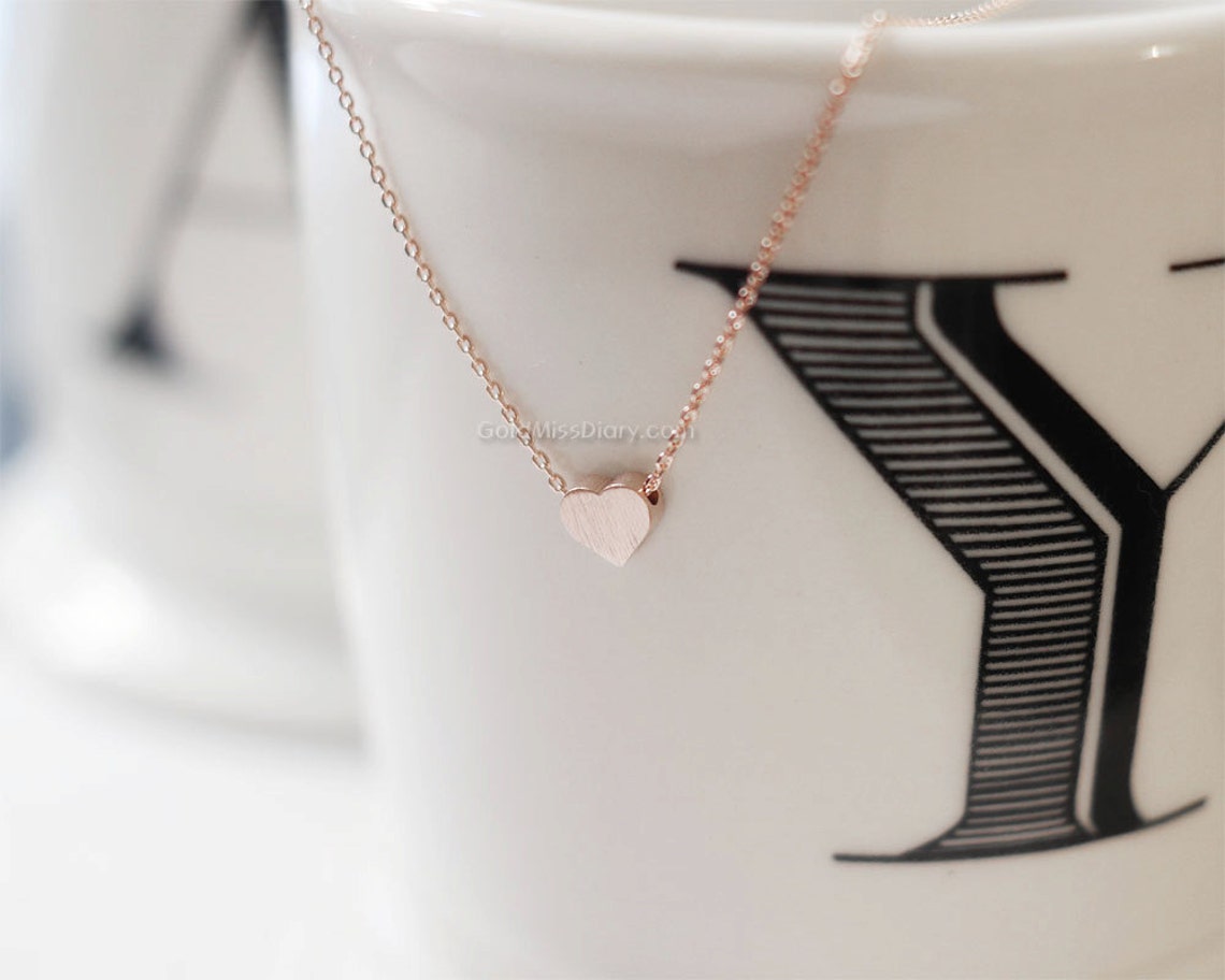 Rose Gold Heart necklace Tiny heart necklaces Rose Gold | Etsy