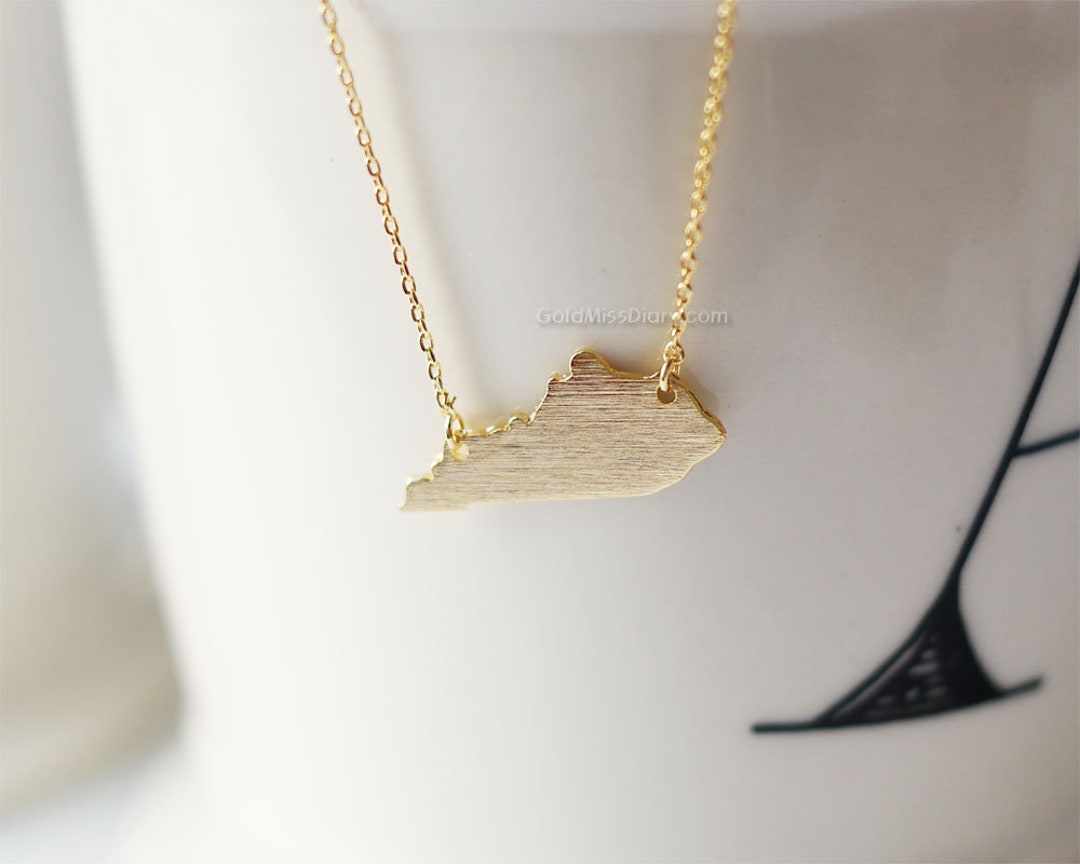 Kentucky State Necklace in Gold, KY State Gold Necklace, Kentucky ...