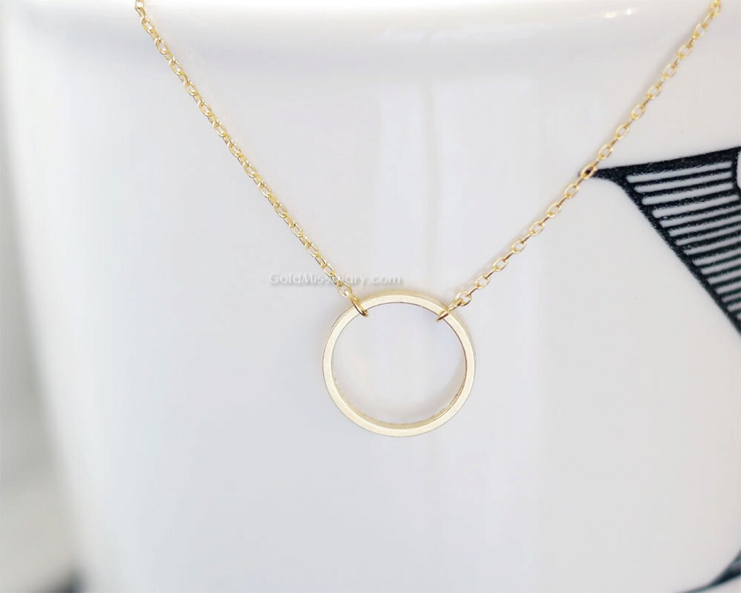 Gold Circle Karma Necklace, Infinity, Eternity, Circle, Ring Necklace ...