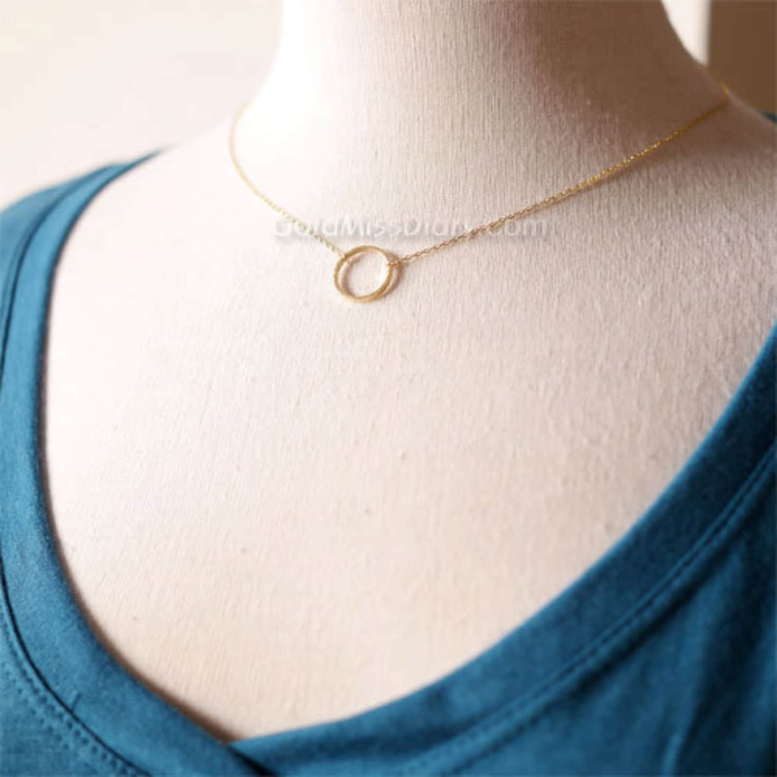 Gold Circle Karma Necklace, Infinity, Eternity, Circle, Ring Necklace ...