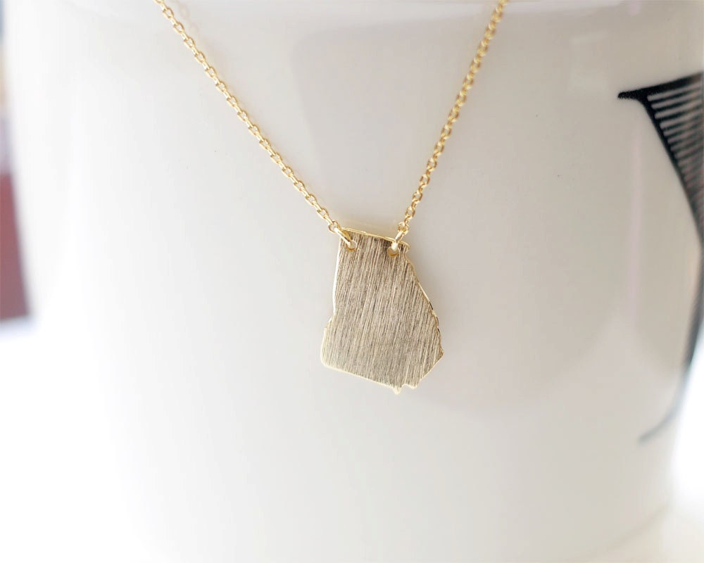 Georgia State Necklace in Gold GA State Gold Necklace - Etsy