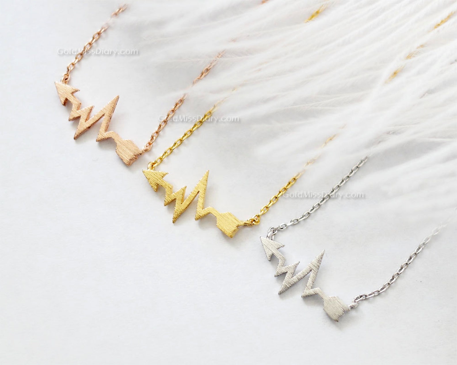 Heart Beat Arrow Necklace in Gold affordable Charm Necklace - Etsy