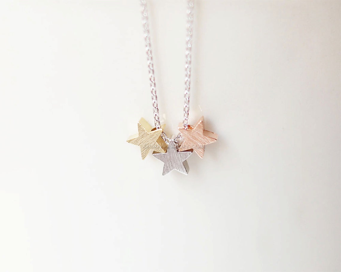 3 Stars Necklace, Tiny Three Color Star Gold, Silver, Rose Gold, Dainty ...