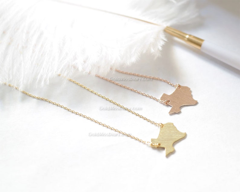 Texas State Necklace in Rose Gold , TX State Necklace, Rose Gold State ...