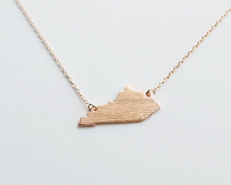Kentucky State Necklace in Gold KY State Gold Necklace - Etsy