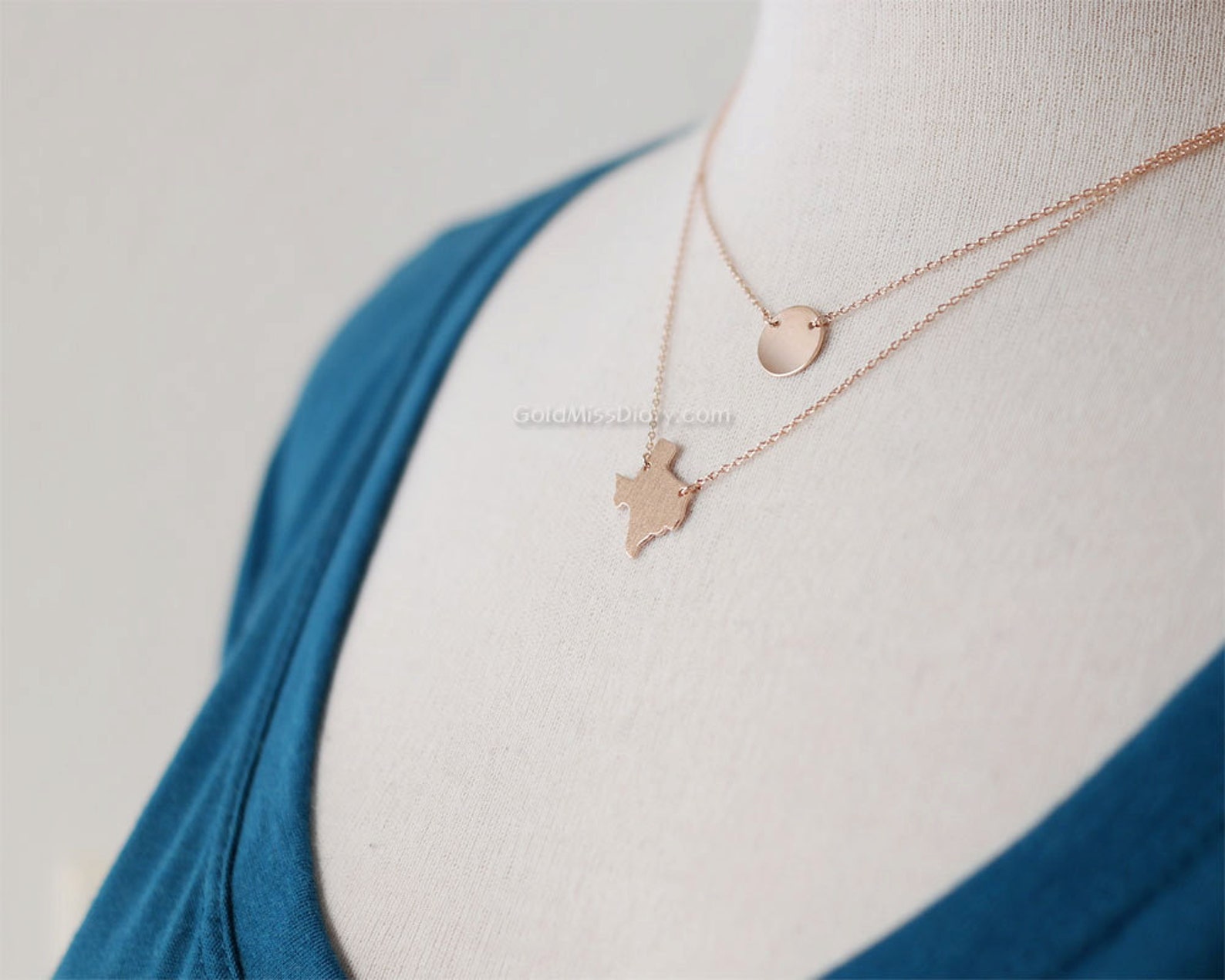 Texas State Necklace in Rose Gold , TX State Necklace, Rose Gold State ...