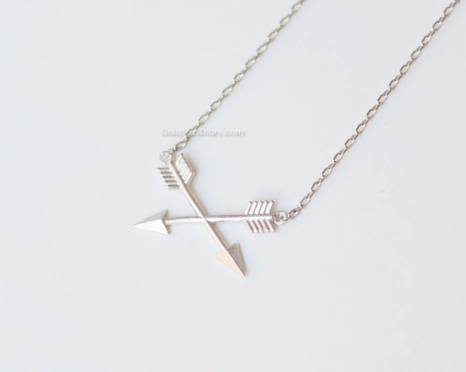 Silver Cross Arrow Necklace, Double Arrow Necklace, Arrow Necklace ...