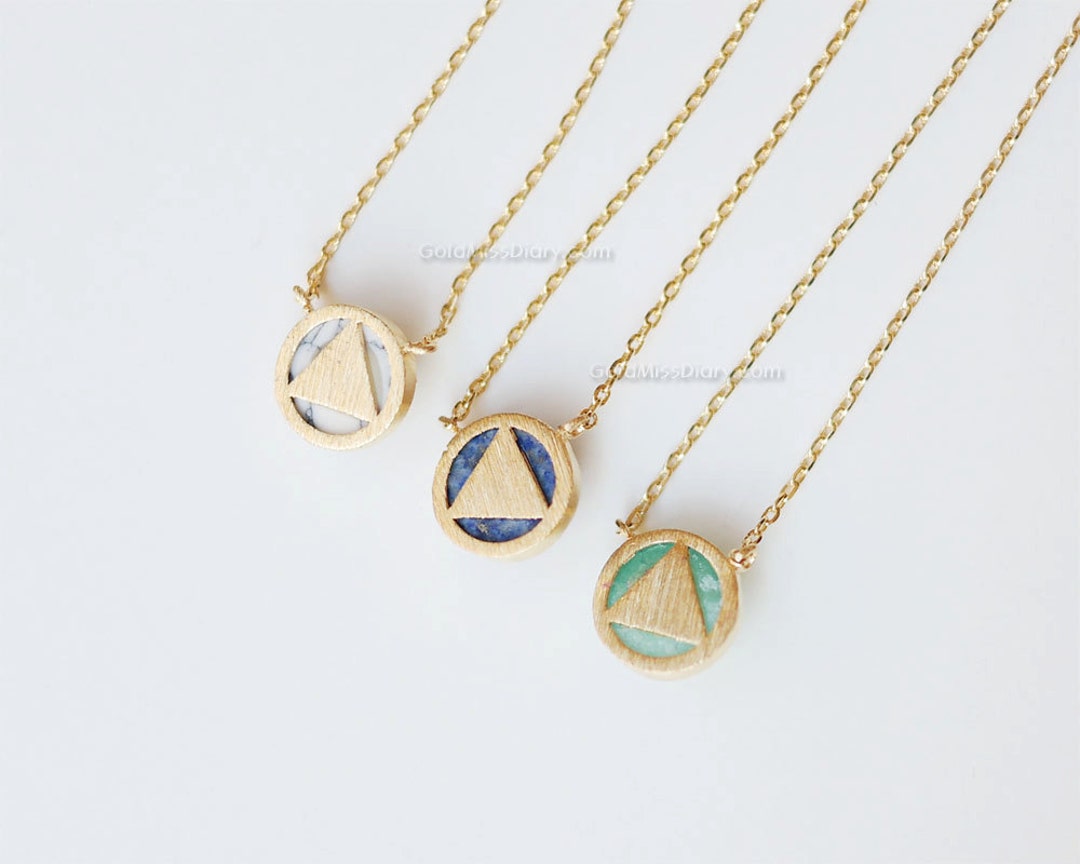 Triangle MINT Stone Necklace, Mint Stone Reversible Necklace, Gemstone ...