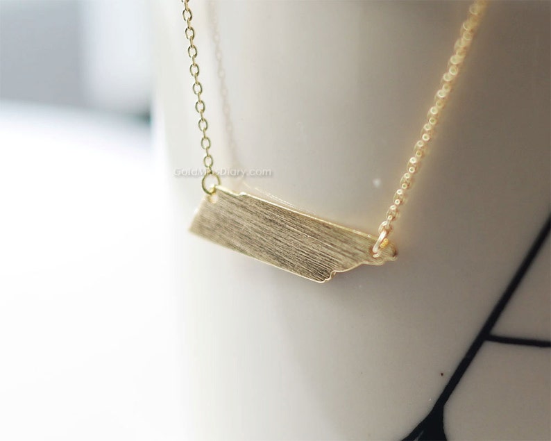 Tennessee State Necklace in Gold, TN State Gold Necklace, Tennessee ...