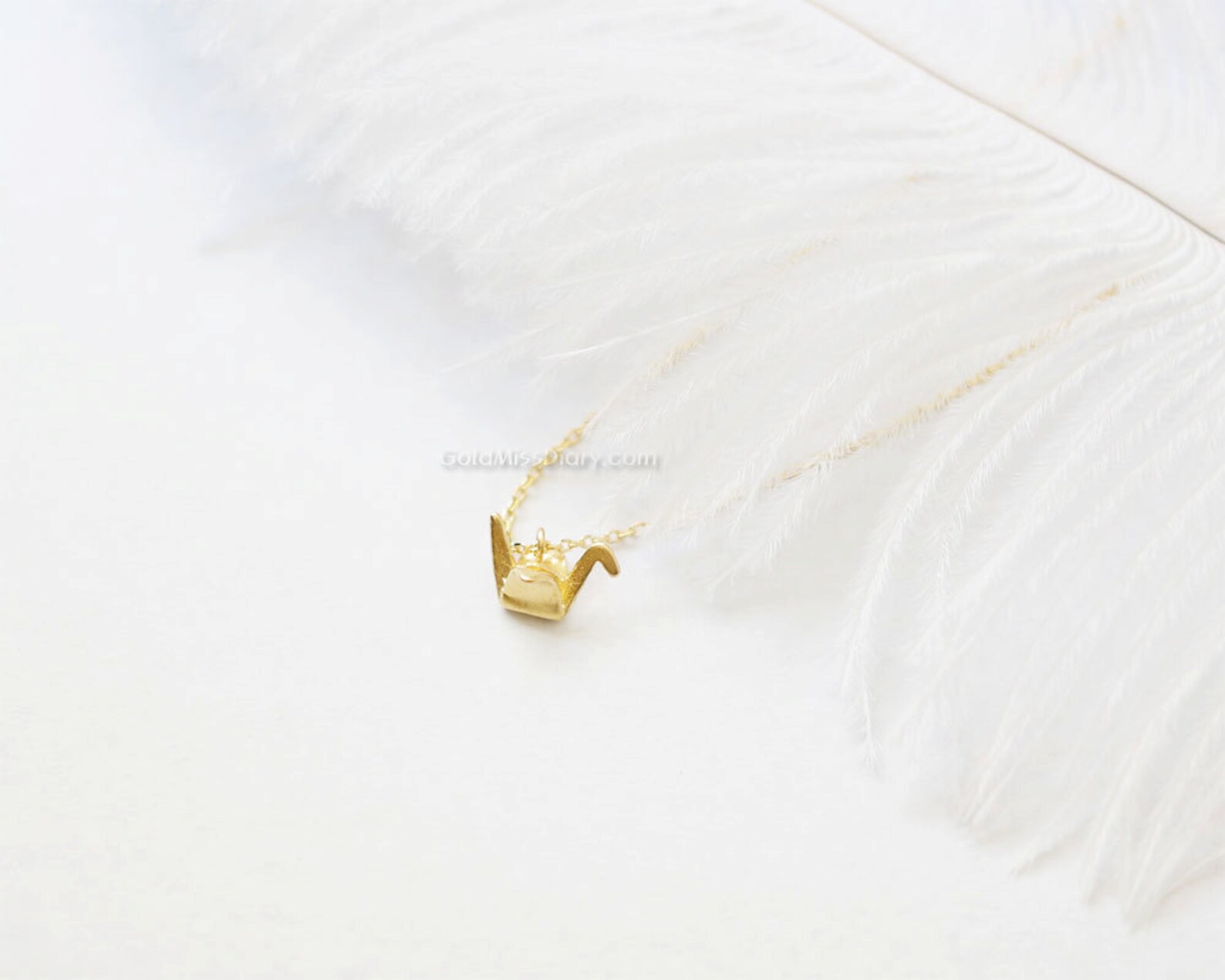Gold Origami Crane Necklace...3d Crane Necklace Bird - Etsy
