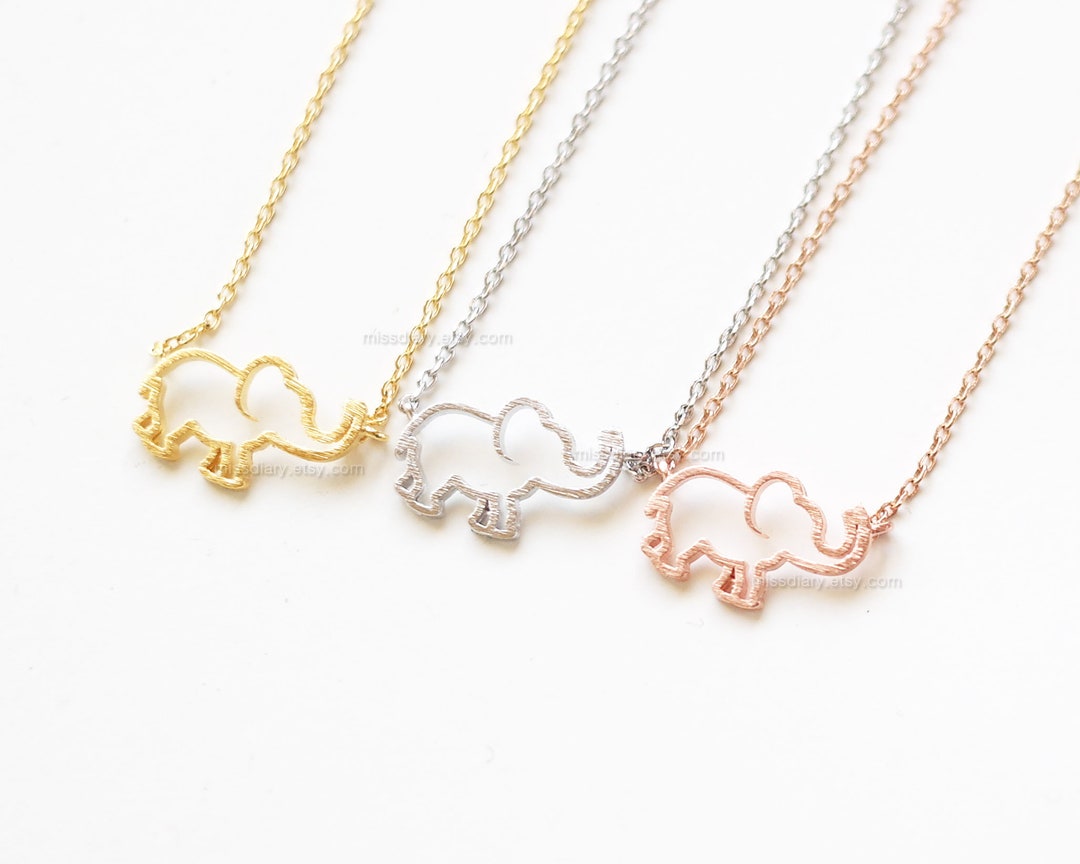 Tiny Elephant Cut Out Necklace, Elephant Cutout Necklace, Elephant ...