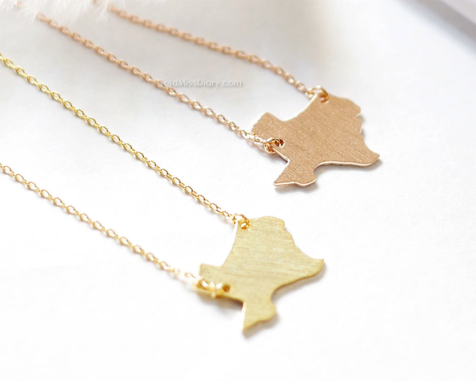 Texas State Necklace in Rose Gold , TX State Necklace, Rose Gold State ...