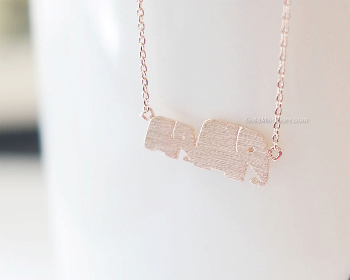 Rose Gold Elephant Necklace, 2 Elephant Necklace, Wedding Gifts ...