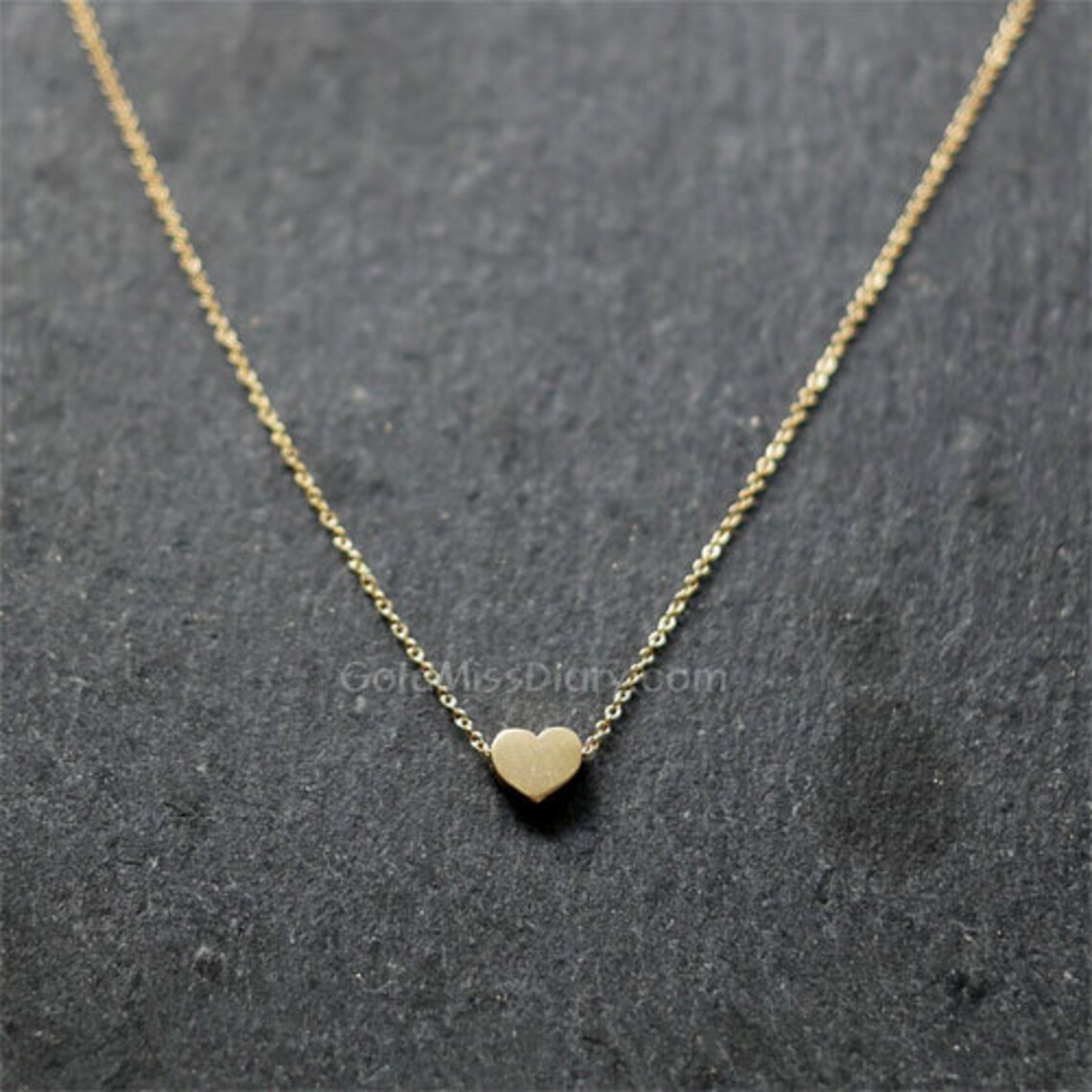 Tiny Gold Heart Necklace 14k Gold Filled or Sterling Silver | Etsy